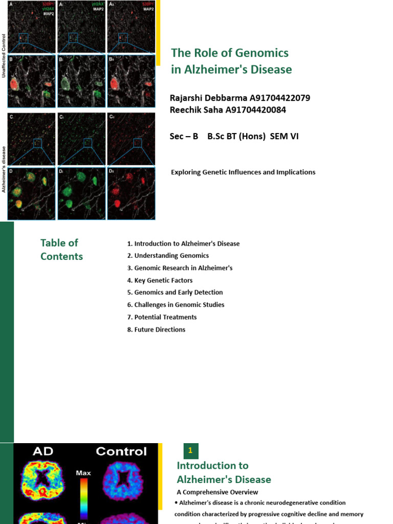 GCMB 318 PPT Rajarshi Debbarma Reechik Saha A91704422079 A91704420084 Sem 6 | PDF | Alzheimer's ...