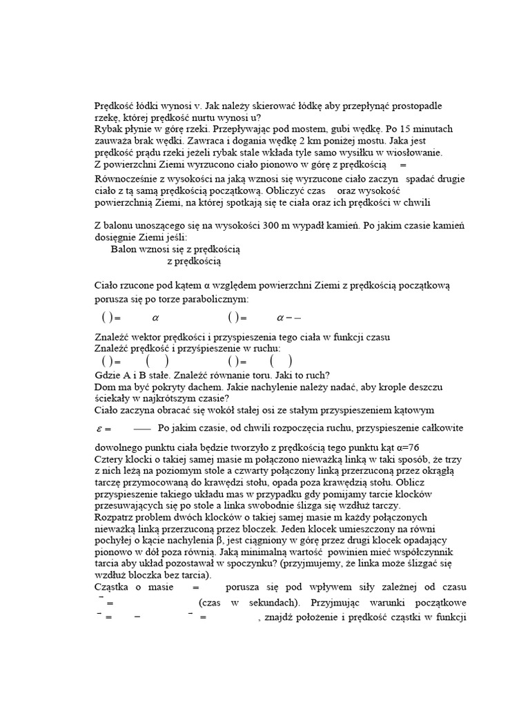 Lista 2 - Kinematyka I Dynamika | PDF