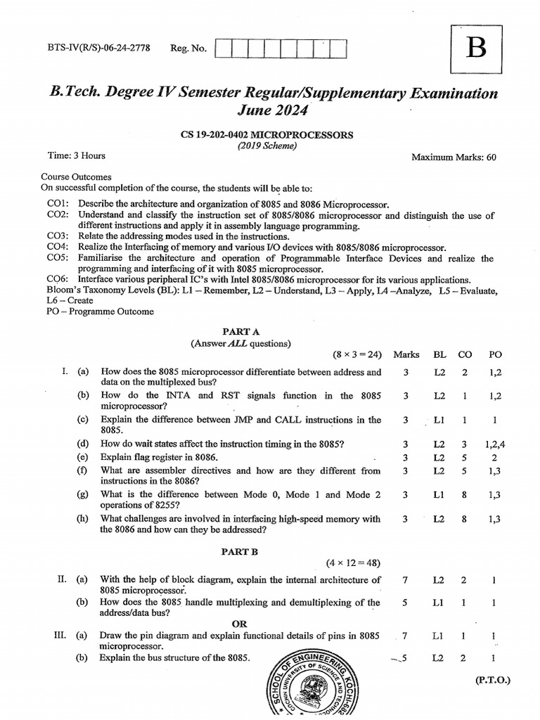 Microprocessors 2024 July (2019 Ad.) - 0001 | PDF