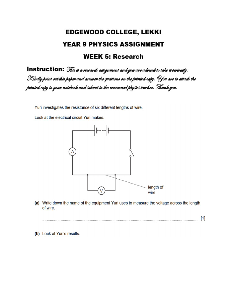 Year 9 Assignment Week 5 | PDF