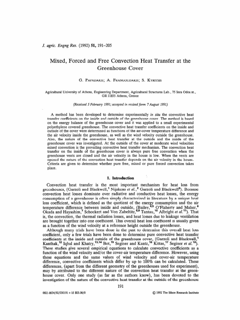 Greenhouse Cover Heat Transfer Analysis | PDF | Heat Transfer | Convection