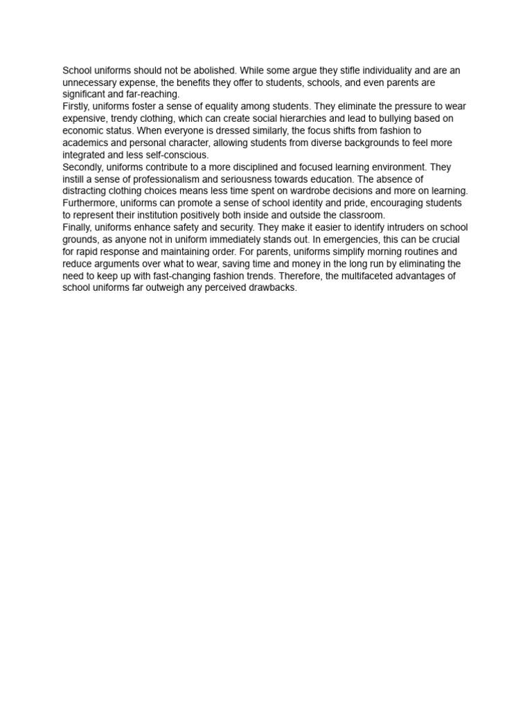 All School Uniforms Should Be Abolished. Express Y... | PDF