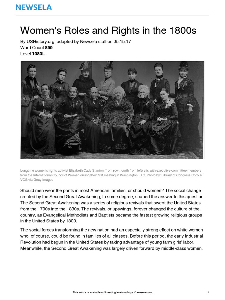 Women's Roles and Rights 1800s | PDF | Woman | Women's Rights