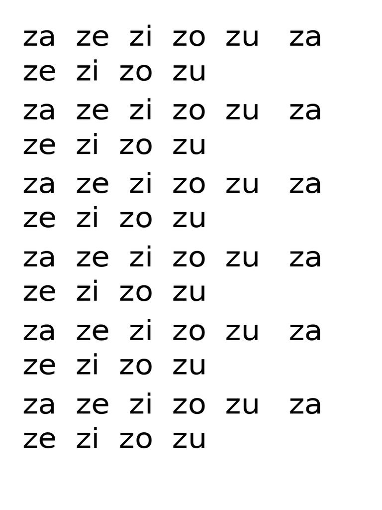 Za Ze Zi Zo Zu Za Ze Zi Zo Zu | PDF