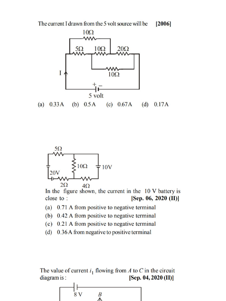 JEE PYQ Current Electricity | PDF