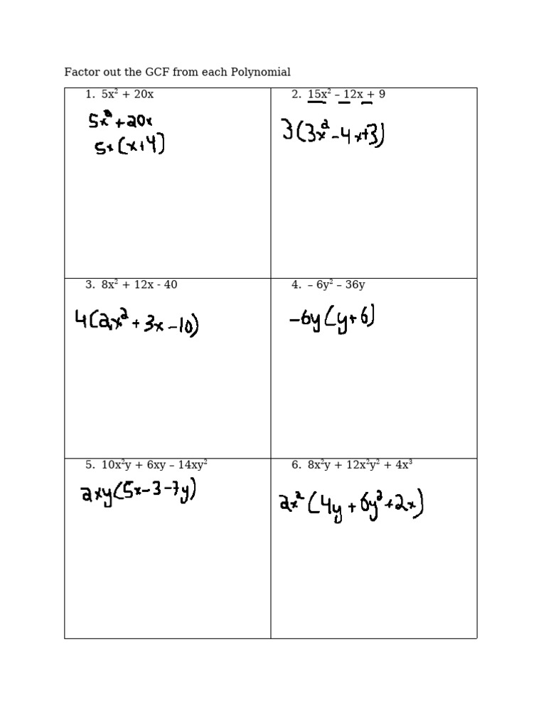Assignment 3 - Factoring Worksheet | PDF