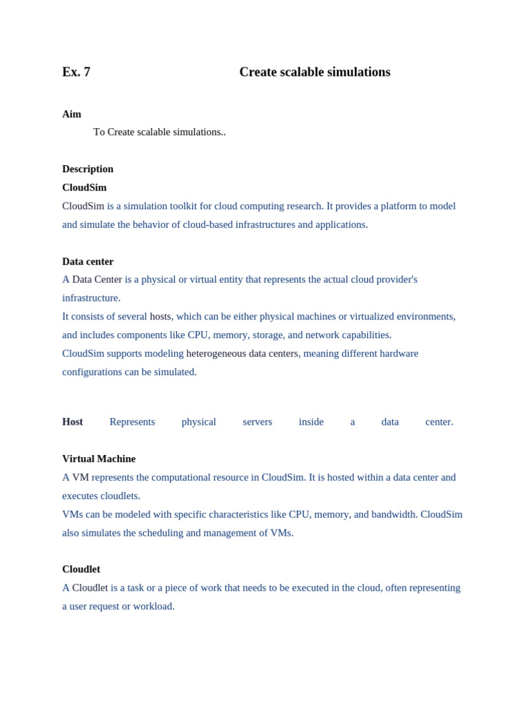 Ex. 7 - Create Scalable Simulations | PDF | Cloud Computing | Virtual Machine