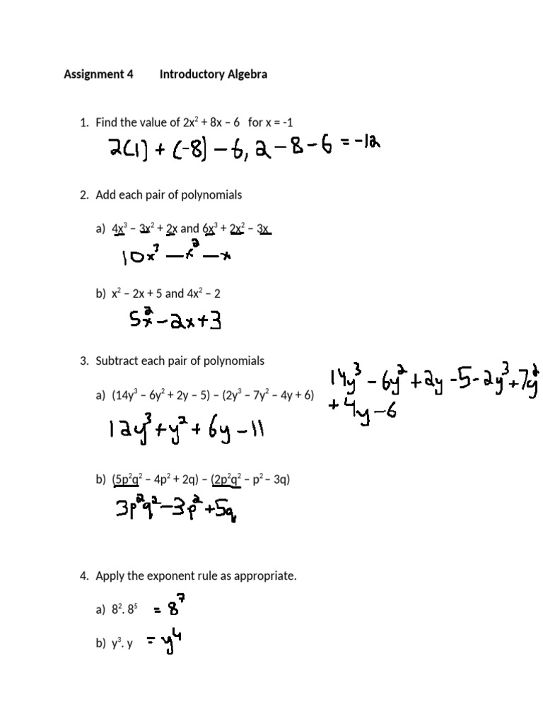 Assignment 4 Introductory Algebra. 2 | PDF