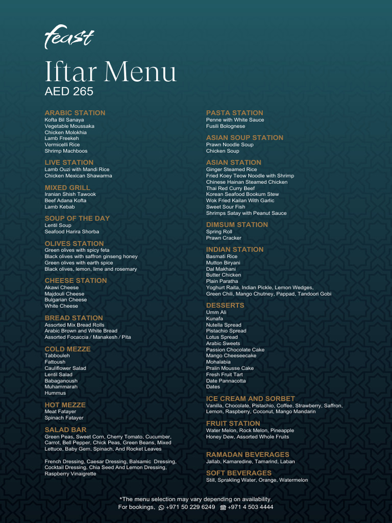 Ramadan 2025 - Feast Iftar Menu - A4 | PDF | European Cuisine | Asian Cuisine