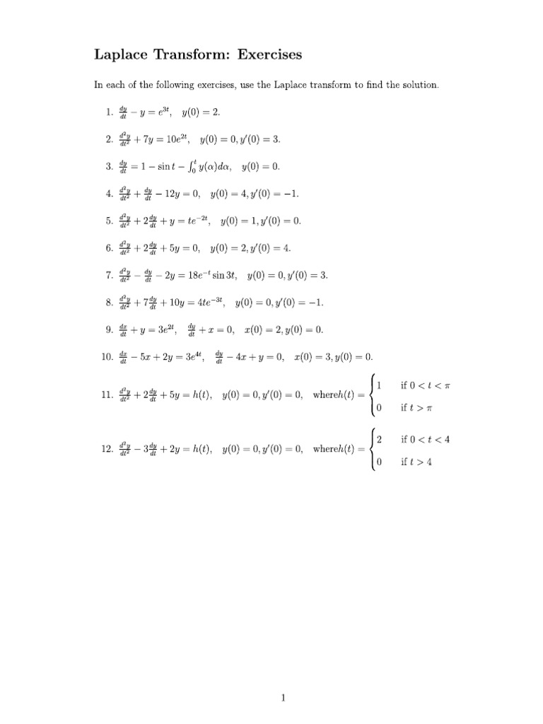 Exercises - Laplace Transform | PDF