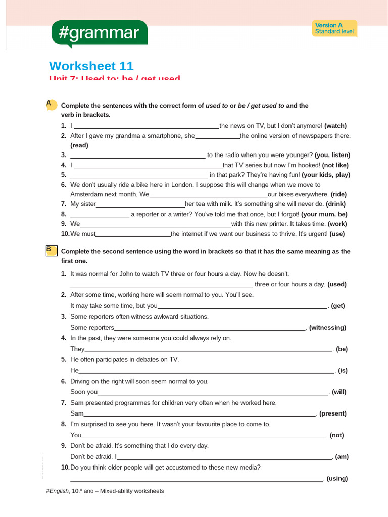 Eng10 Mixed Ability Grammar Worksheet11 | PDF