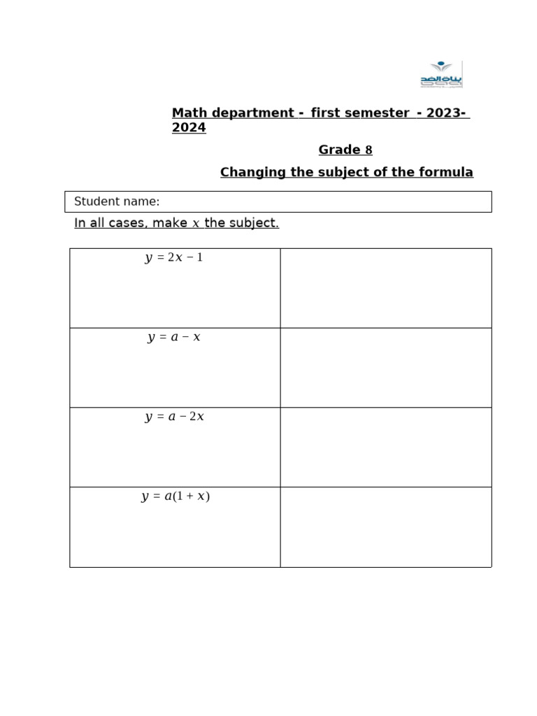Change The Subject of The Formula | PDF