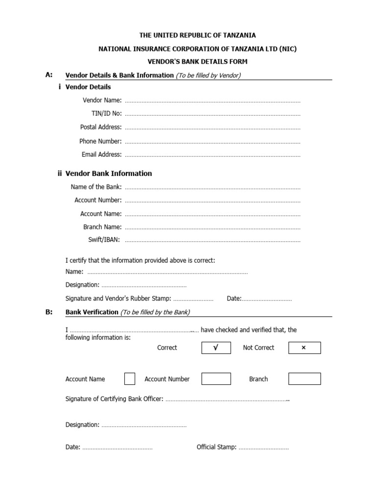Vendor Bank Form Plain Final | PDF
