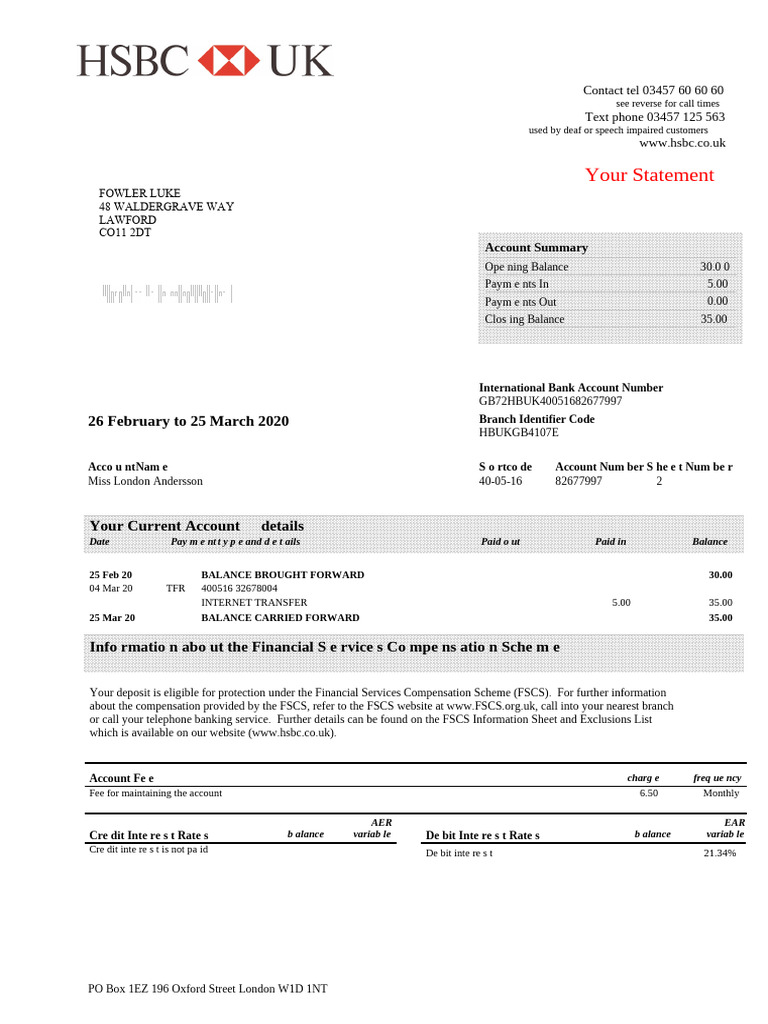 Current Account Statement Summary | PDF | Service Industries | Personal ...