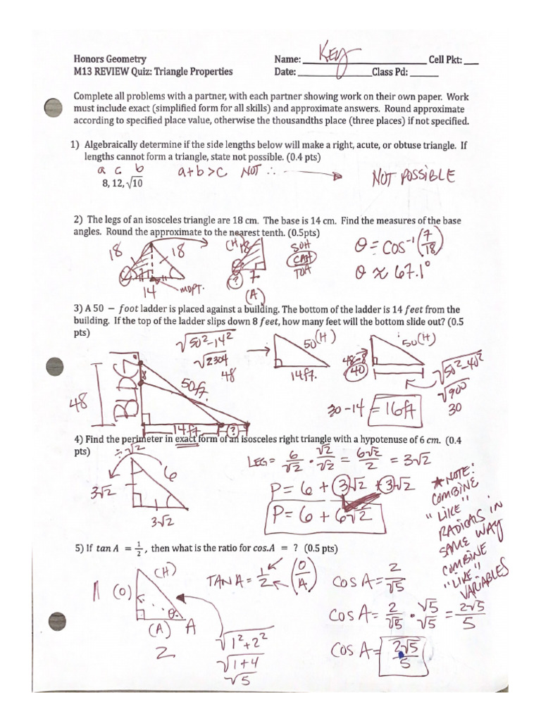 M13 Review Quiz Key-1 | PDF