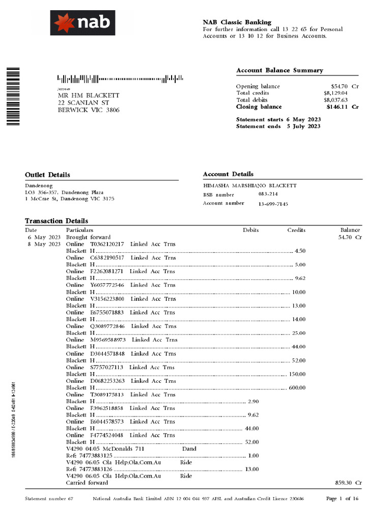 Bank Statement Summary: CocaColaEPP | PDF | Debits And Credits ...
