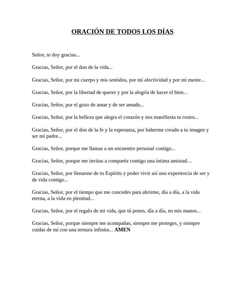 Oración de Todos Los Días... | PDF
