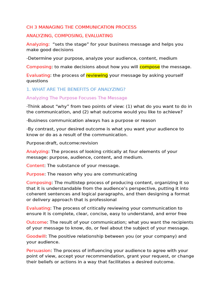 CH 3 MANAGING THE COMMUNICATION PROCESS | PDF | Communication | Paragraph