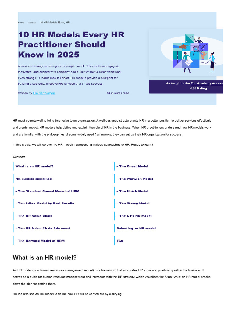 Key HR Models for Practitioners 2025 | PDF | Human Resource Management ...