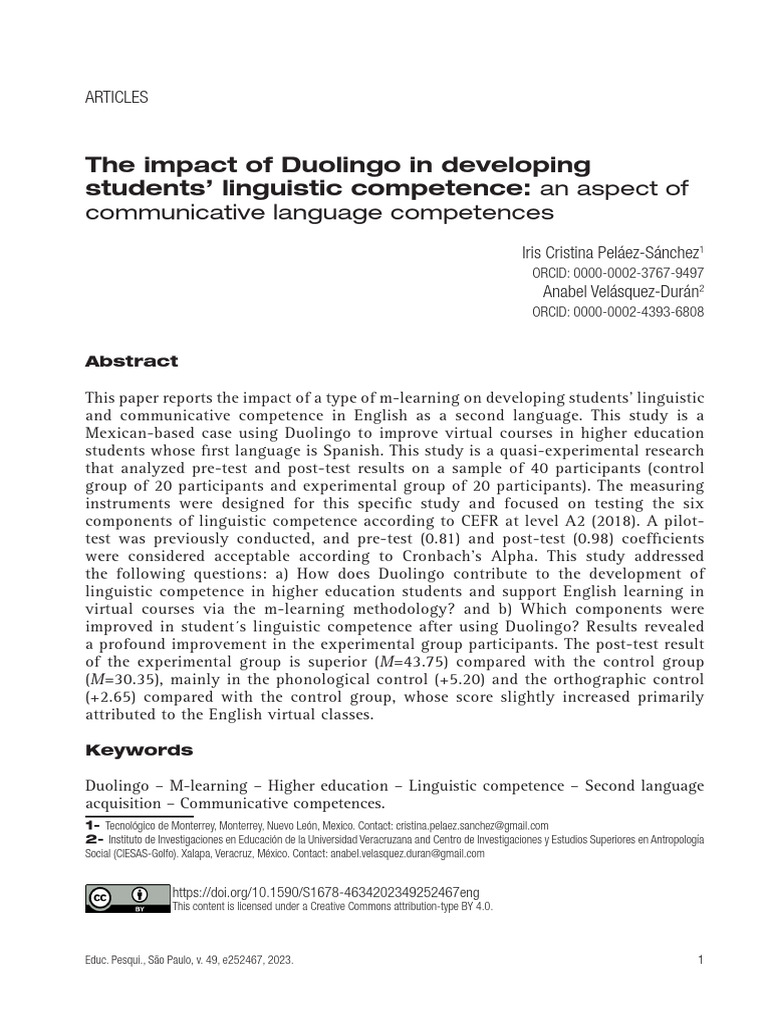 The Impact of Duolingo in Developing Students' Linguistic Competence ...