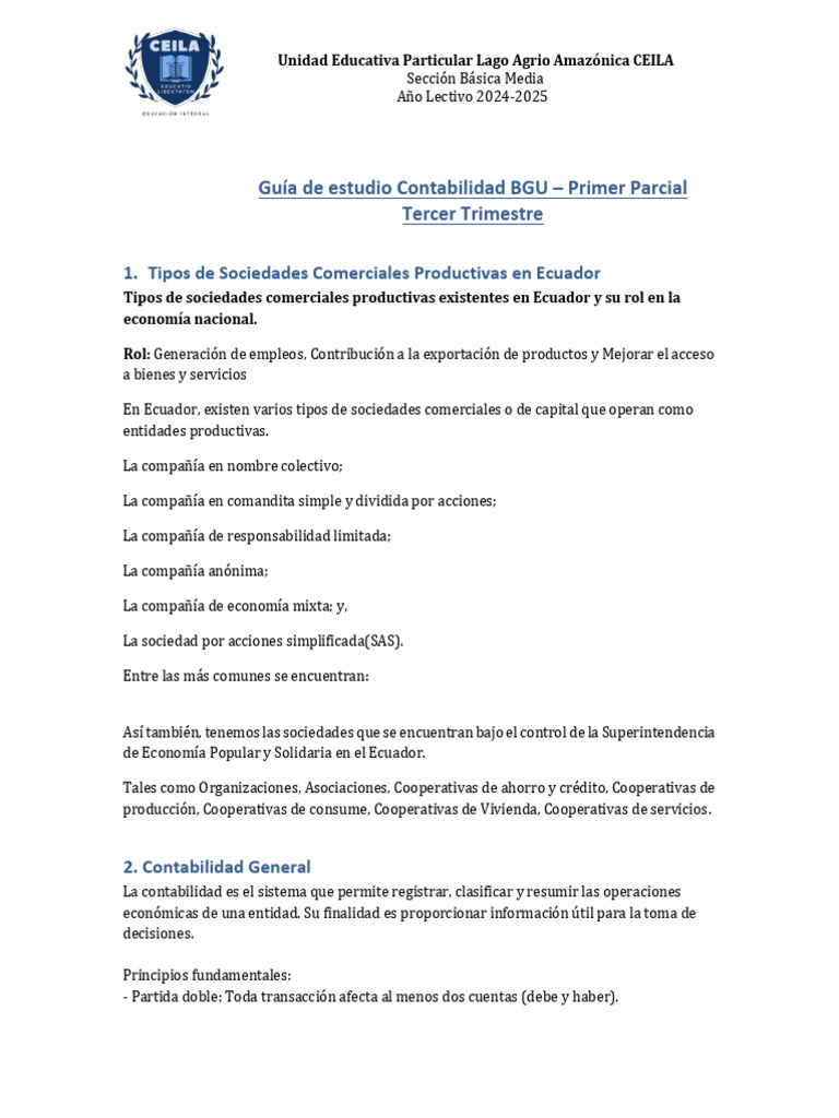 Guia de Estudio Contabilidad BGU | PDF | Contabilidad | Estado de resultados