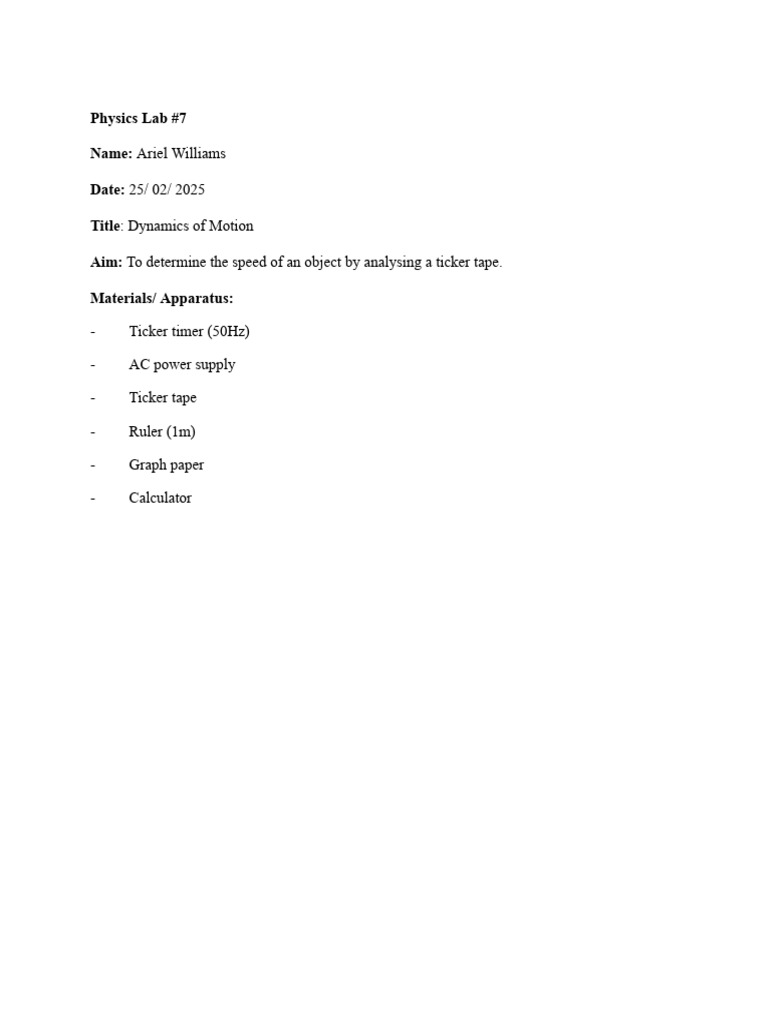 Analyzing Motion with Ticker Tape | PDF | Speed | Velocity