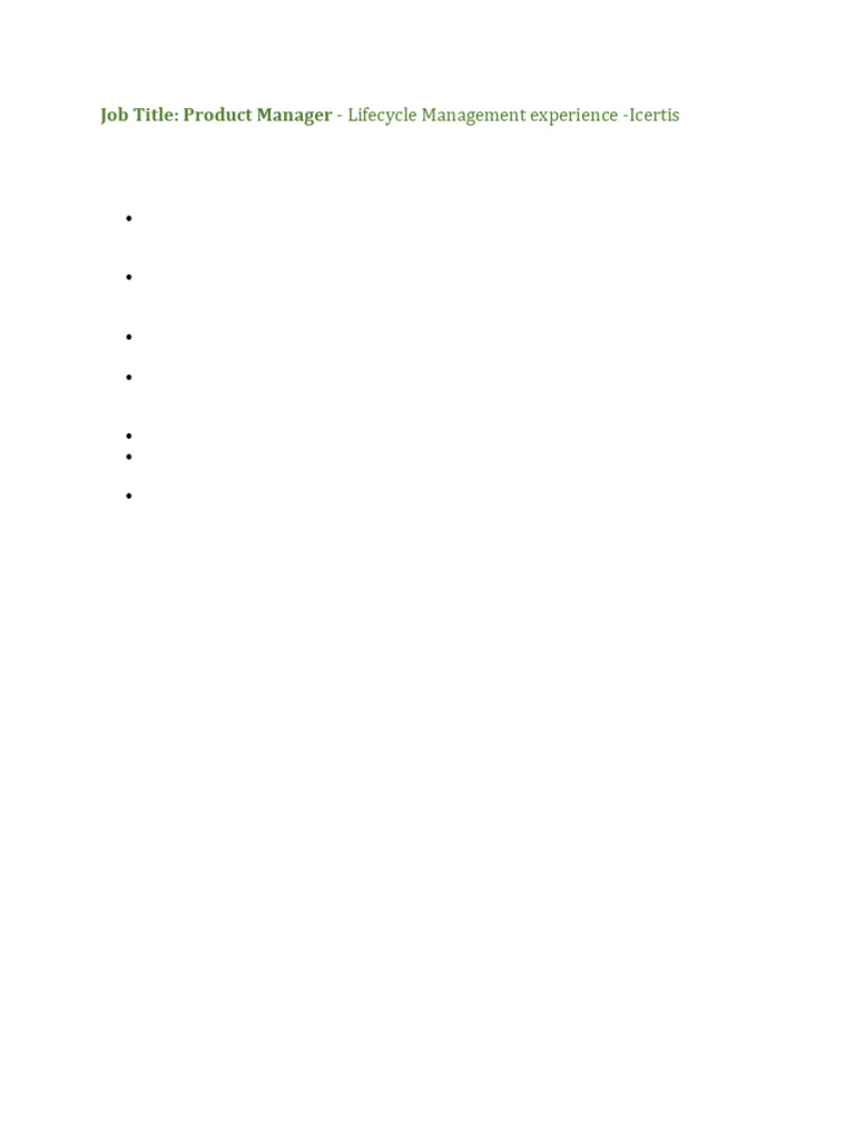ProductManagerLifecycleManagementexperienceIcertis_DL1 | PDF