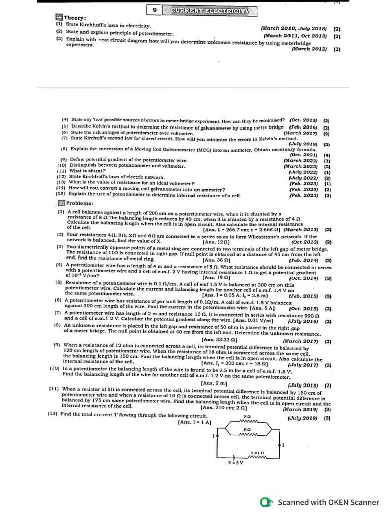 Physics Current Electricity Pdf