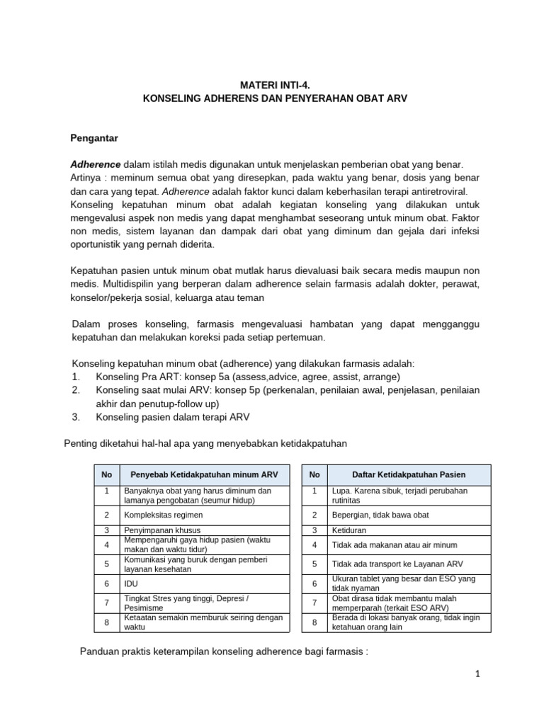 MI 4 - Penyerahan Obat Dan Konseling Kepatuhan Minum Obat Fix | PDF