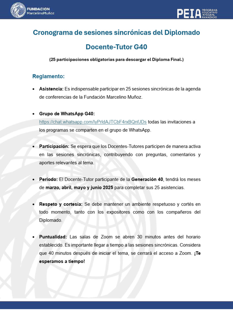 Cronograma g40 | PDF | Chat en linea