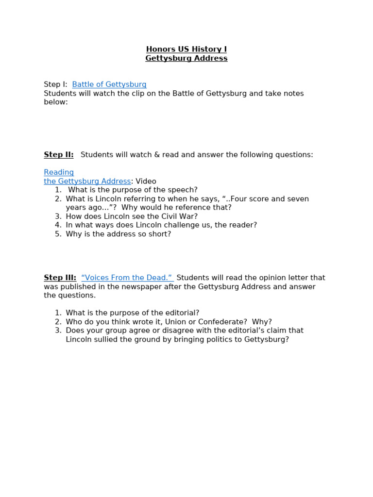 Analyzing the Gettysburg Address | PDF