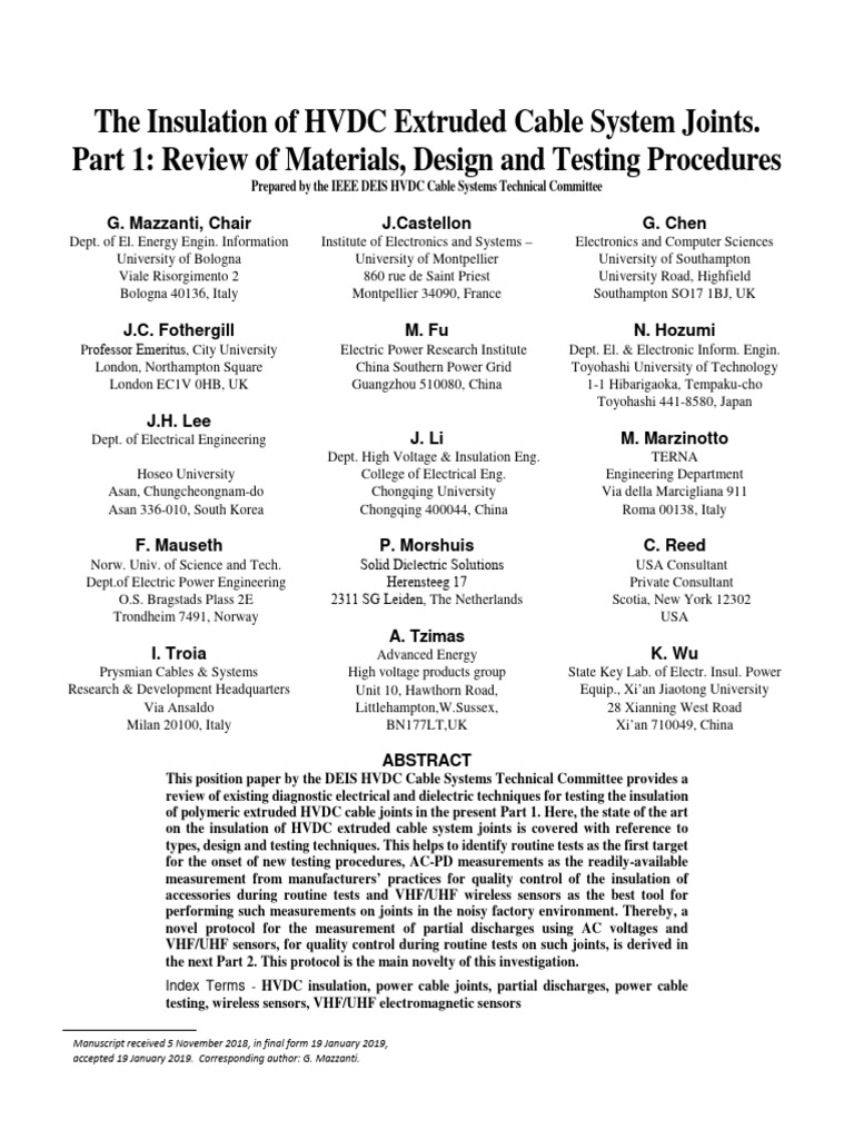 HVDC Extruded Cable Insulation Review | PDF | High Voltage Direct ...
