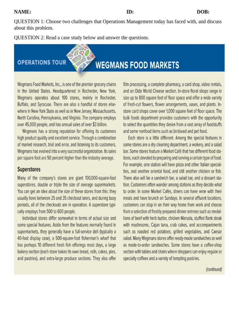 OM Chapter 1 WEgman Case | PDF