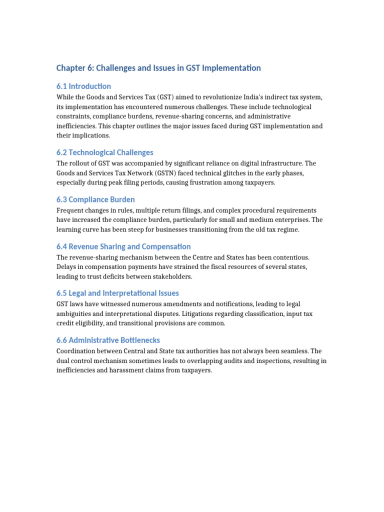 Chapter 6 GST Challenges | PDF