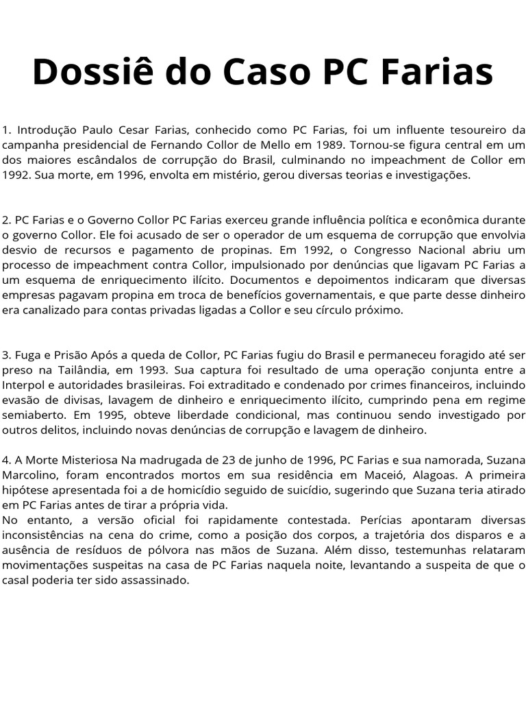 Dossiê Do Caso PC Farias | PDF