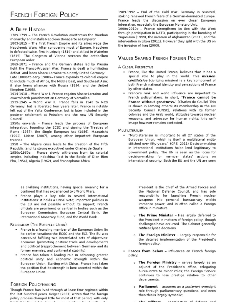 French Foreign Policy | Download Free PDF | France | Cold War