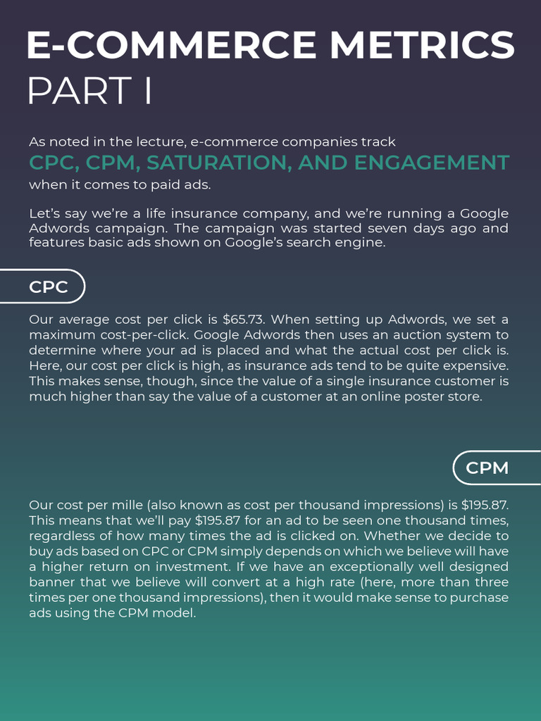 Case Study - E-Commerce Metrics | PDF | Advertising | Promotion And ...