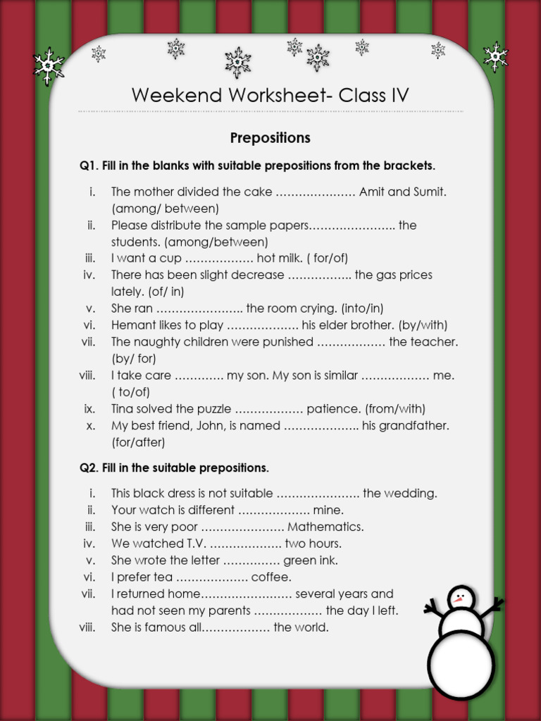 Worksheet - Class 4 | PDF