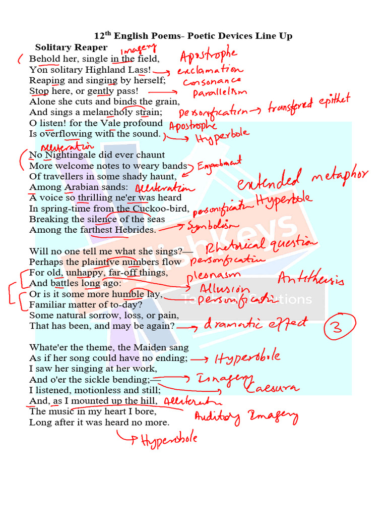 12th Poems Poetic Devices Lined Up | PDF