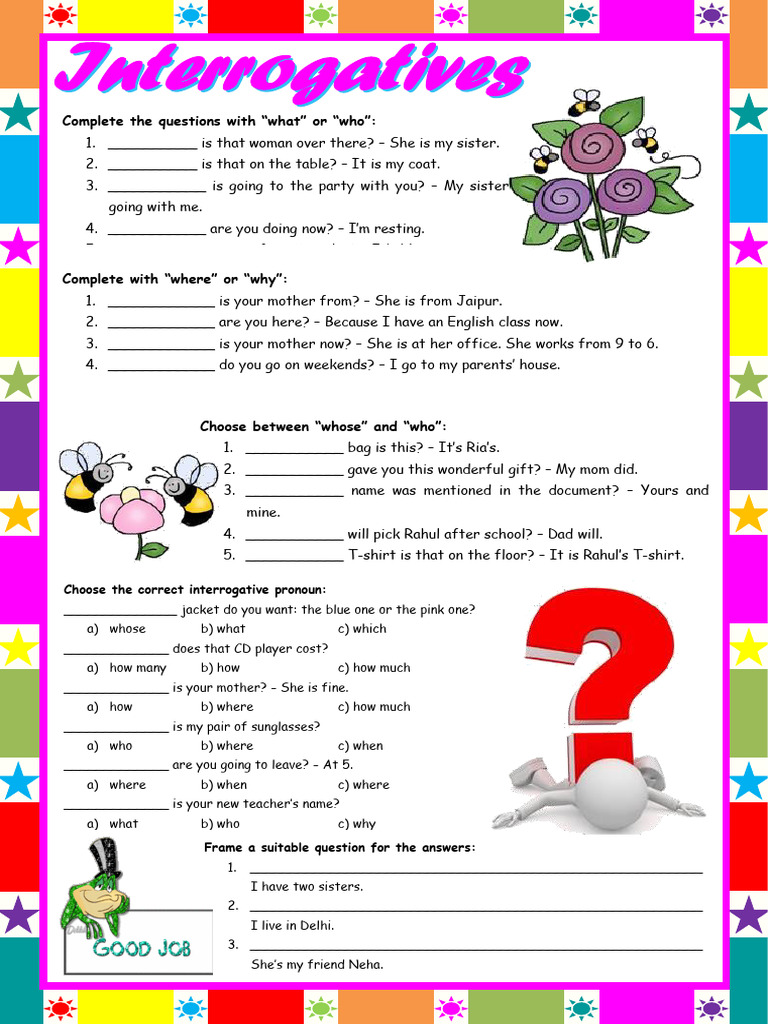 Interrogative Pronouns Practice Exercises | PDF