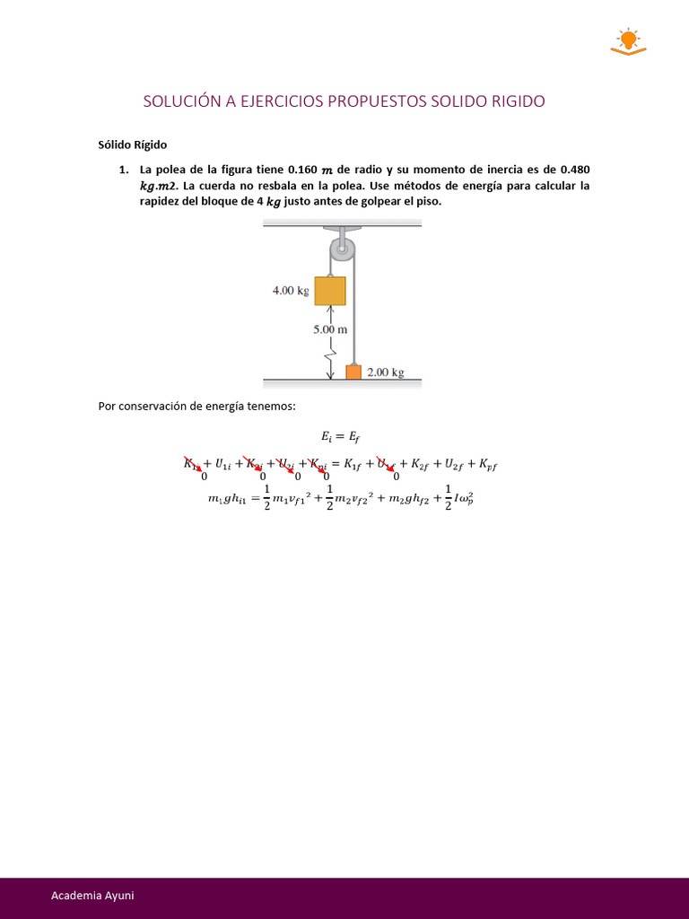 Solución A Ejercicios Propuestos Solido Rigido | PDF | Velocidad | Masa