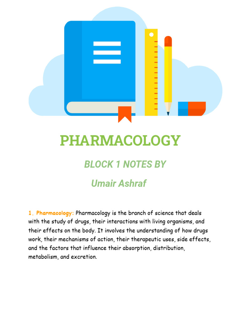 Pharma Notes Block 1 MBBS First Year | PDF | Drug Metabolism | Enzyme