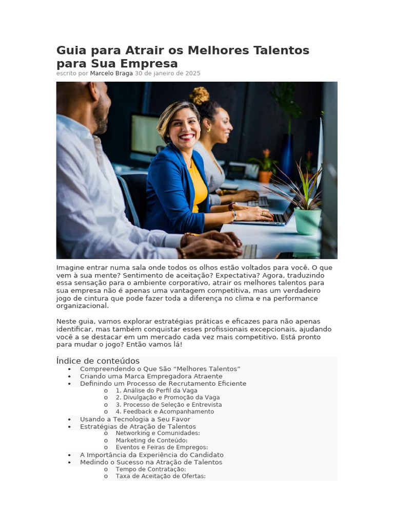 Guia para Atrair os Melhores Talentos para Sua Empresa | PDF | Recrutamento | Cultura organizacional