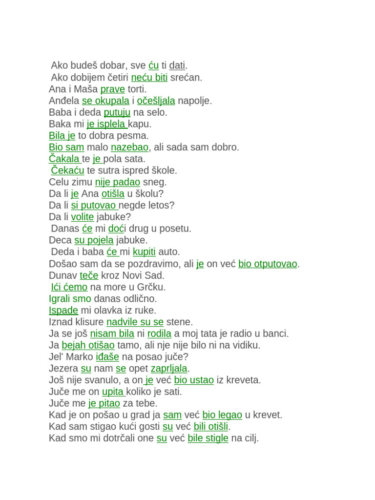 Glagolski Oblici 6 Razred | PDF