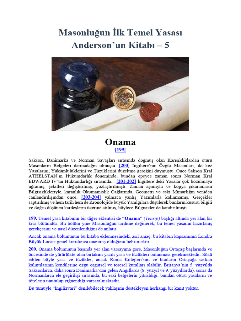 Masonlugun Ilk Temel Yasasi Andersonun K | PDF