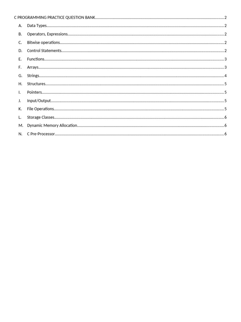 C Question Bank-Level 1 | PDF | Software Development | Programming Paradigms