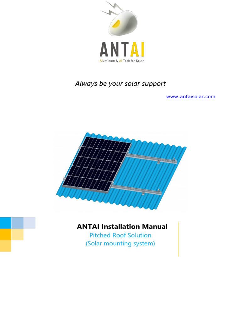 Antai Installation Manual - Pitched Roof | PDF | Screw | Roof