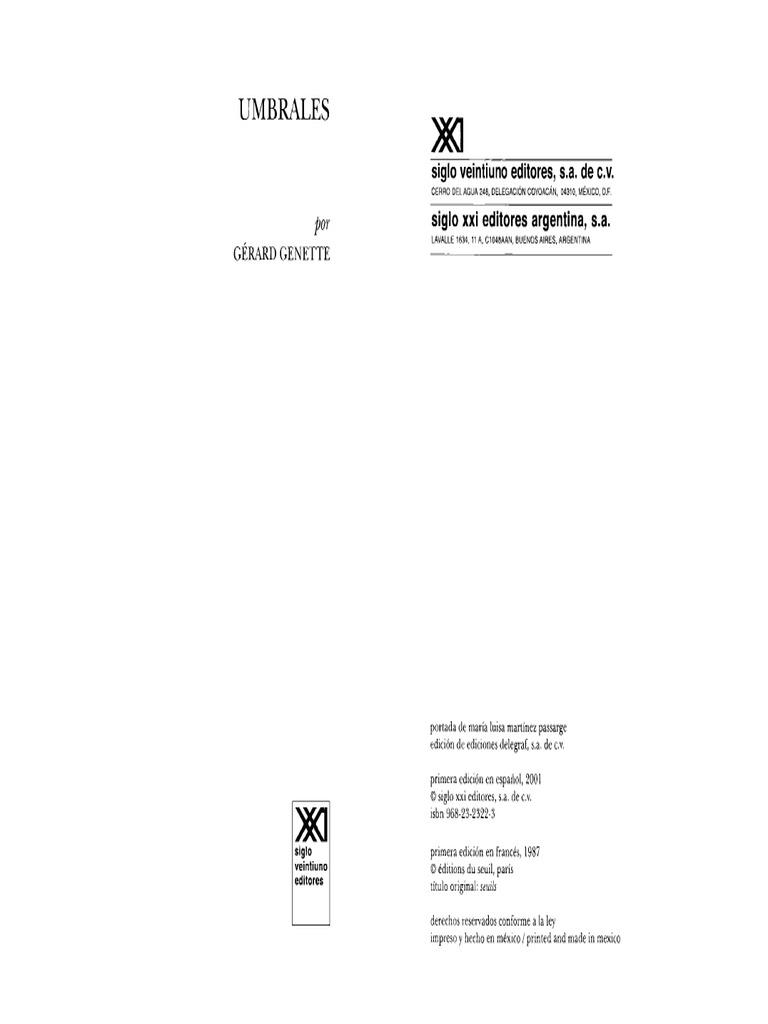 Genette, Gerard - Selección de Umbrales | PDF
