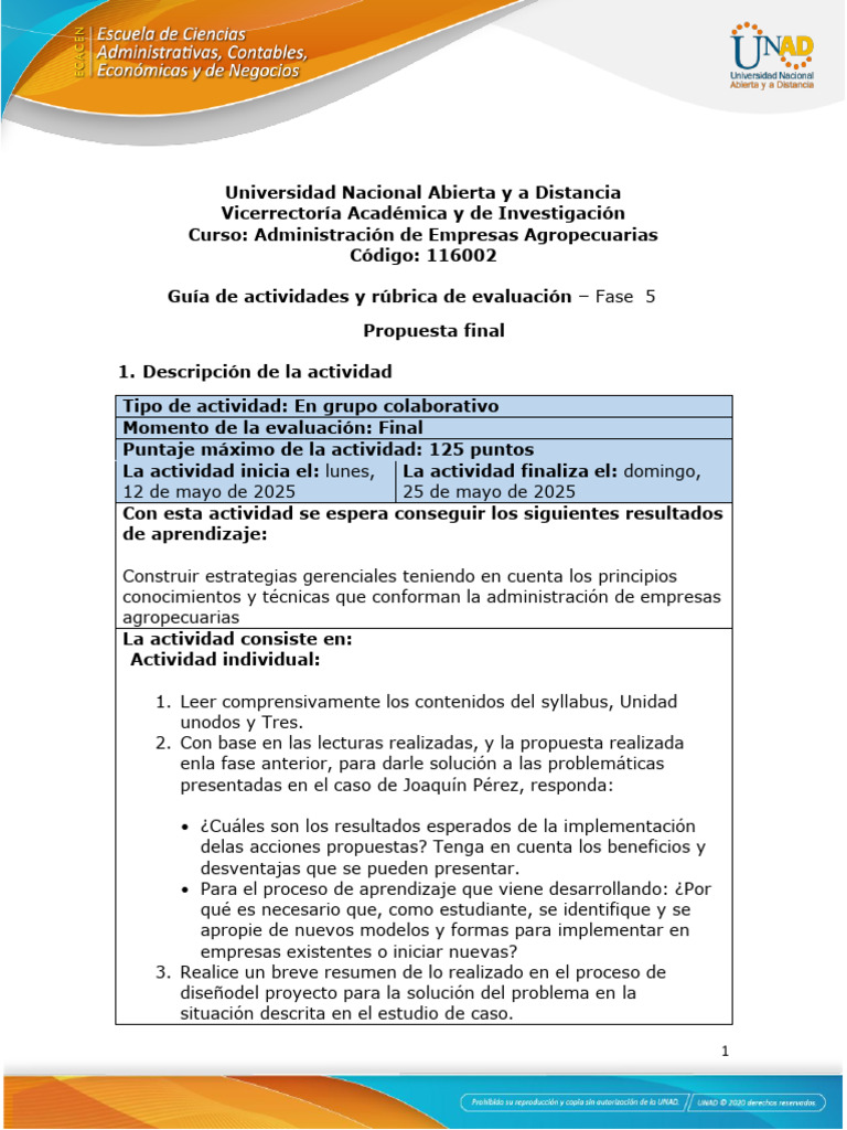 Guía de Actividades y Rúbrica de Evaluación - Unidad 3 - Fase 5 - Propuesta Final | PDF ...