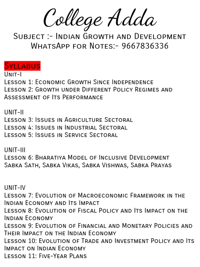 Indian Growth and Development | PDF | Agriculture | Economic Growth